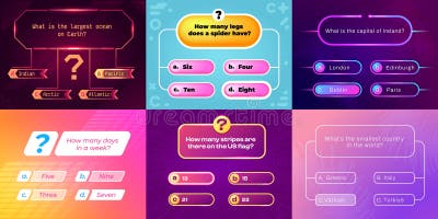Trivia Game Ui. Question and Answer Template for Quiz Show, Multiple ...