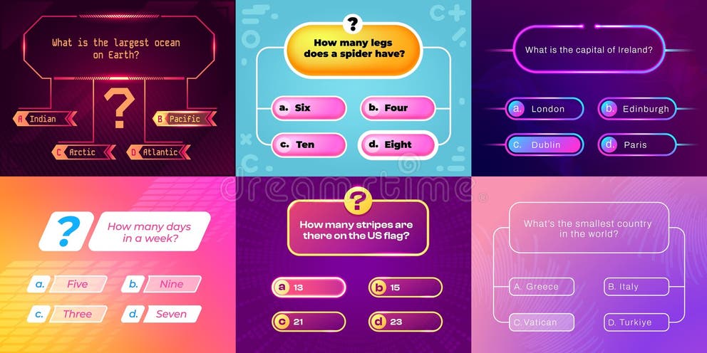 Trivia Game Ui. Question and Answer Template for Quiz Show, Multiple ...