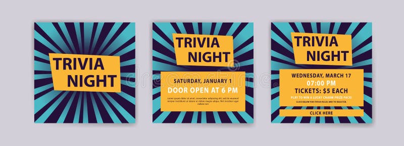 Trivia Night. Vector Poster and Social Media Post Template Stock Vector ...