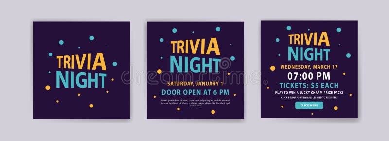 Trivia Night. Vector Poster and Social Media Post Template Stock Vector ...