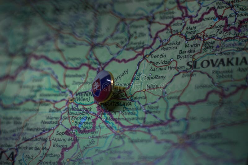 Trnava Pinned on a Map with Flag of Slovakia Stock Image - Image of ...