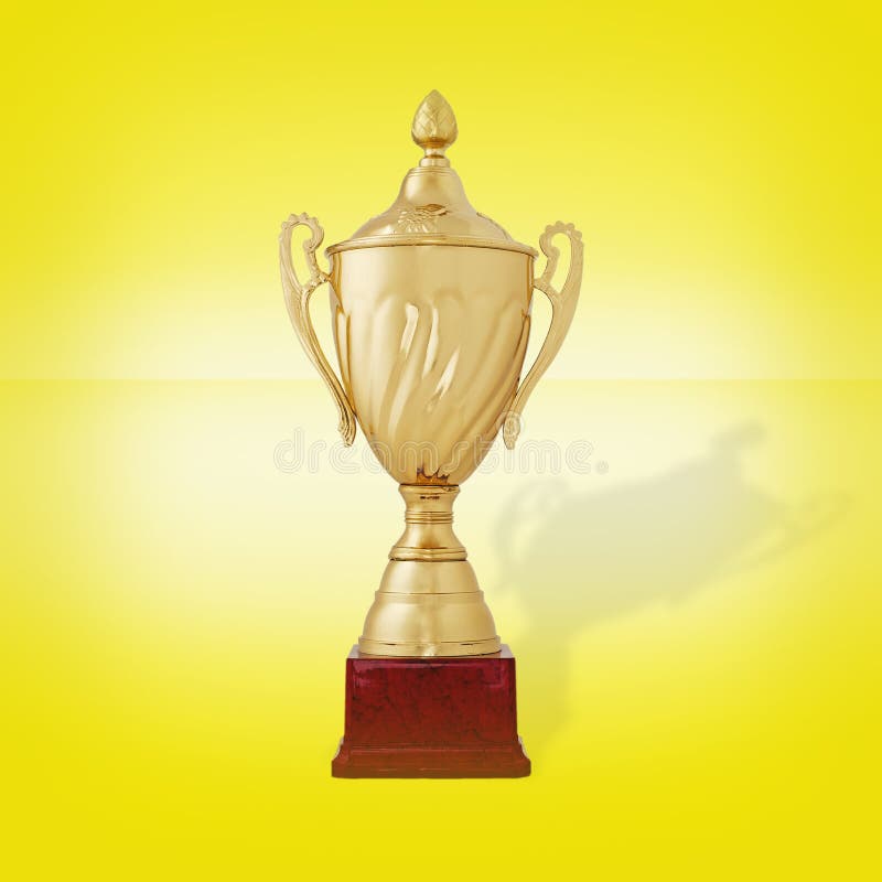 Trofeo Dell'oro Su Un Fondo Giallo Immagine Stock - Immagine di ...