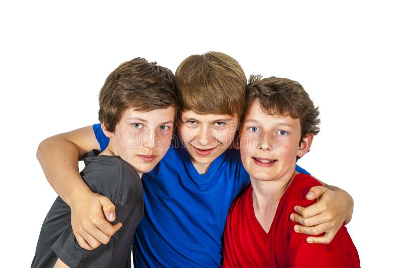 Trois Amis Joyeux Heureux Apprécient La Durée Image stock - Image du ...