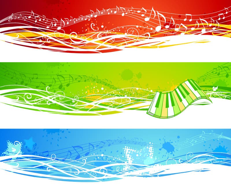 Trois bannières de musique illustration de vecteur. Illustration du ...