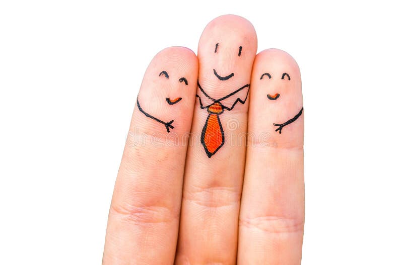Trois doigts heureux photo stock. Image du sourire, étreinte - 52008910