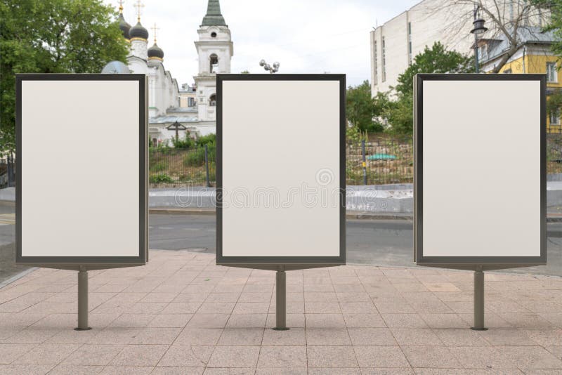 Trois Panneaux D'affichage De Rue Se Moquent Photo stock - Image du ...