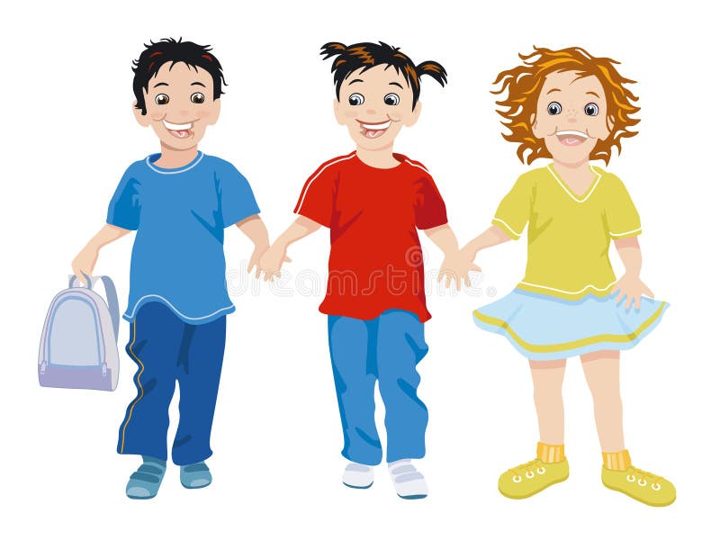 Trois Petits Enfants Heureux Illustration de Vecteur - Illustration du ...