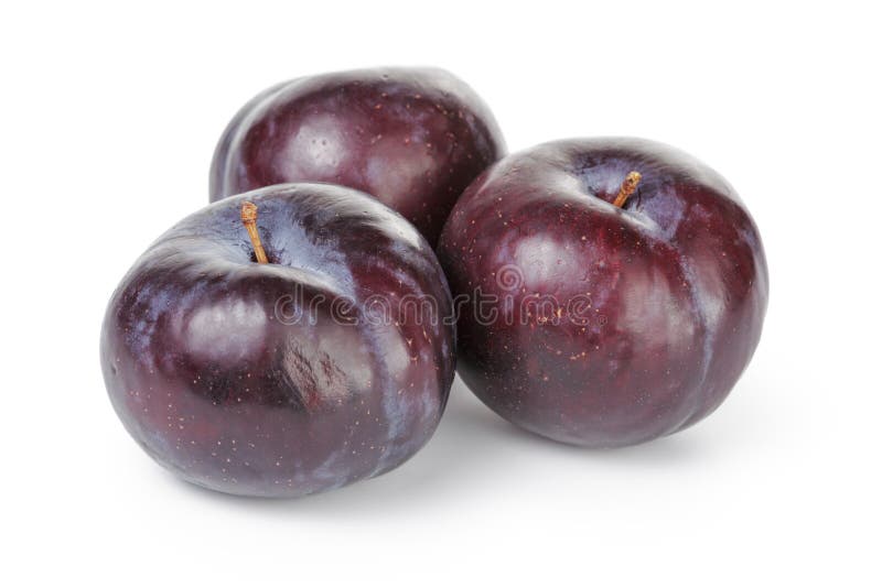 Trois Prunes Noires, Isolées Sur Fond Blanc Photo stock - Image du noir ...