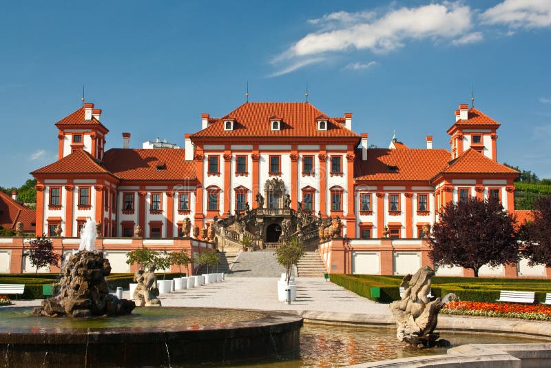 Troja castle stock image. Image of building, fountain - 23487037