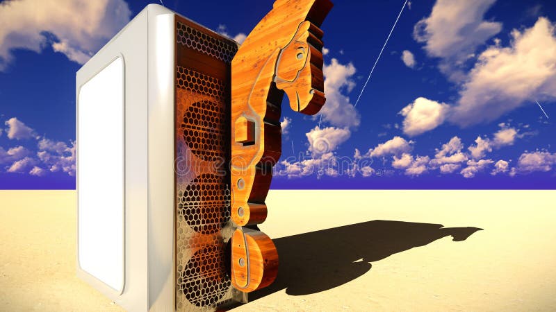Trojan Horse and Computer 3d Illustration Stock Illustration ...