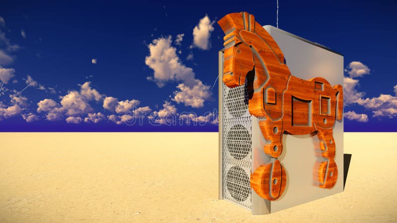 Trojan Horse and Computer 3d Illustration Stock Illustration ...