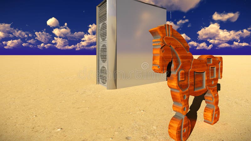 Trojan Horse and Computer 3d Illustration Stock Illustration ...