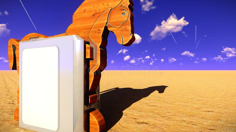 Trojan Horse and Computer 3d Illustration Stock Illustration ...