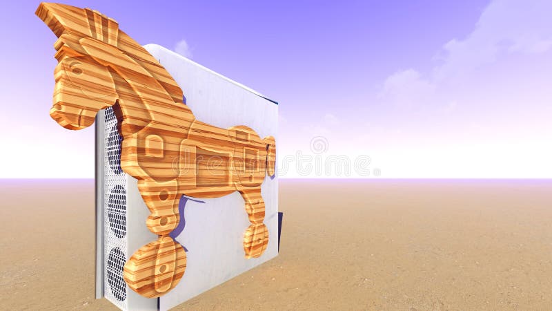 Trojan Horse and Computer 3d Rendering Stock Illustration ...
