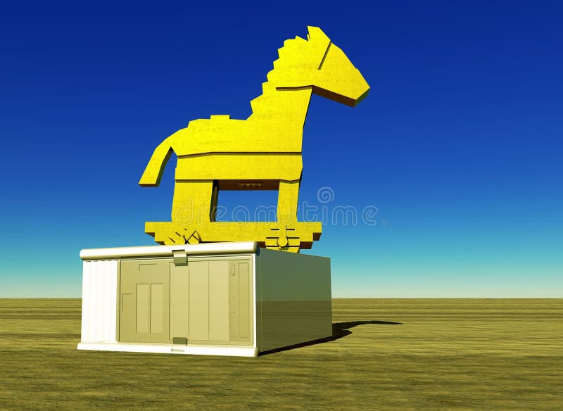 Trojan horse and computer stock illustration. Illustration of horse ...