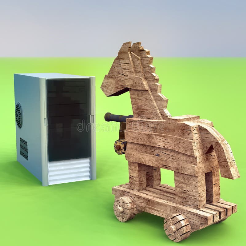 Trojan Horse and Computer. Law Conception. 3d Rendering Stock ...