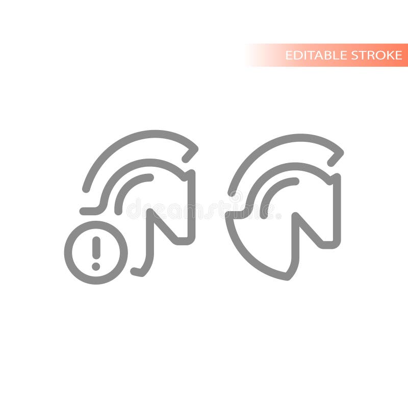 Trojan Horse or Computer Virus Warning Line Vector Icon Stock Vector ...