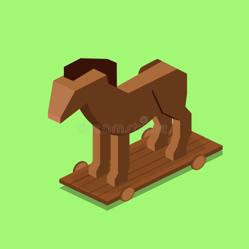 Trojan Horse Isometric Vector Illustration Stock Vector - Illustration ...