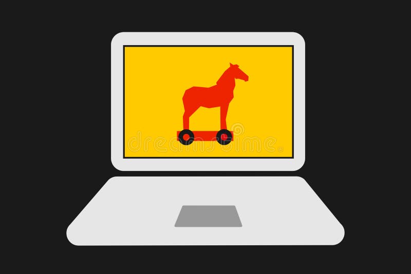 Trojan Horse - Laptop and Computer with Malicious Software Stock Vector ...