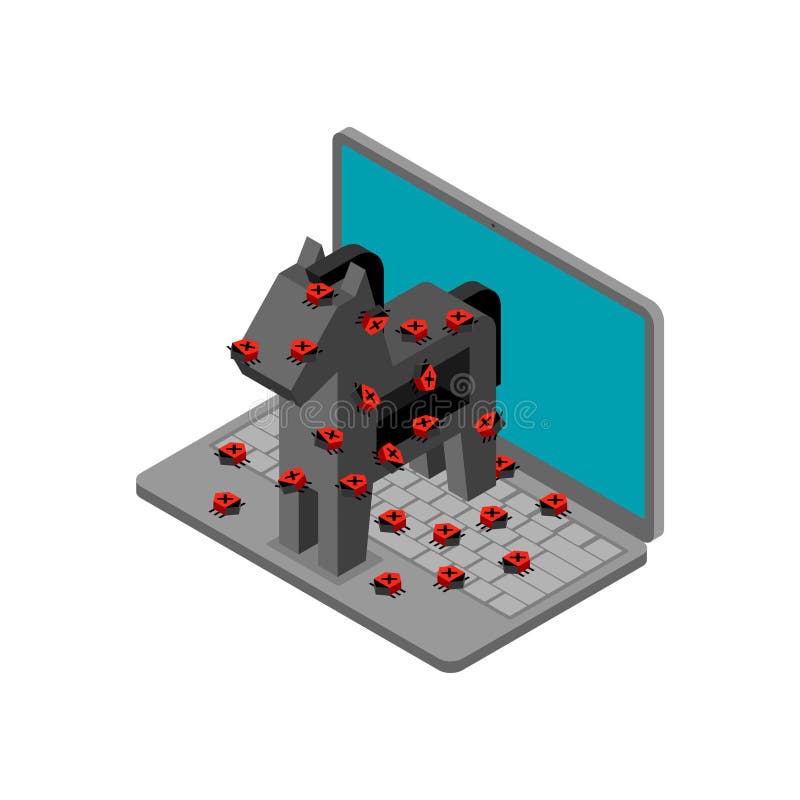 Trojan Horse Virus from Laptop. Concept of Computer Infection with ...