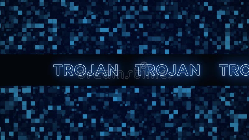 Trojan Text Scrolling Horizontally on Light Blue Digital Abstract ...