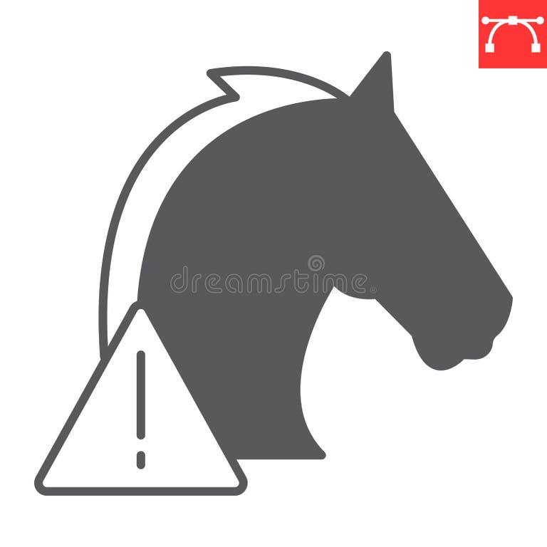 Trojan Virus Glyph Icon, Security and Protection, Trojan Horse Vector ...