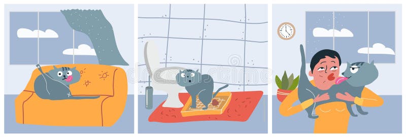 Troll Cats Square Compositions Stock Vector - Illustration of funny ...