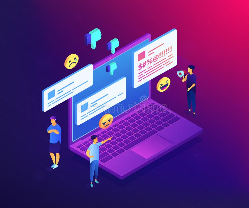 Internet Trolling Isometric 3D Concept Illustration. Stock Vector ...