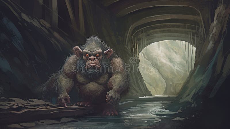 A troll under a bridge stock illustration. Illustration of design ...