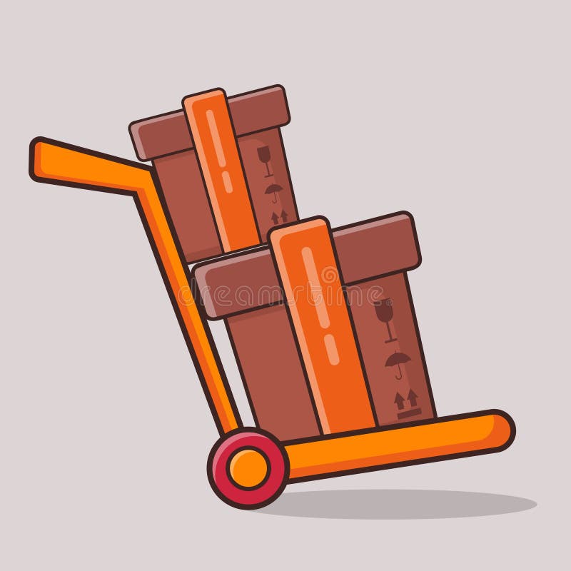 Trolley with Package Isolated Cartoon Vector Illustration in Flat Style ...