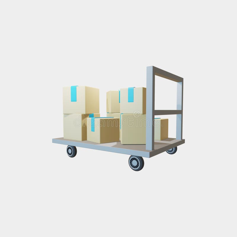 Trolley Boxed Object 3d Illustration Stock Illustration - Illustration ...
