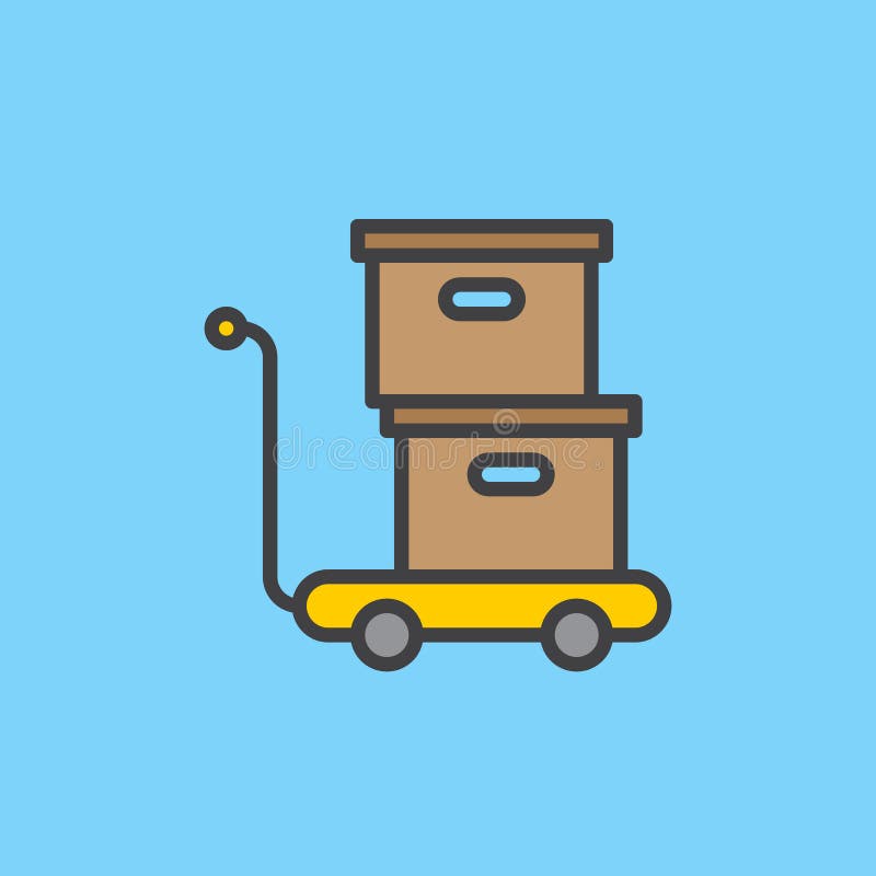 Trolley with Boxes Filled Outline Icon Stock Vector - Illustration of ...