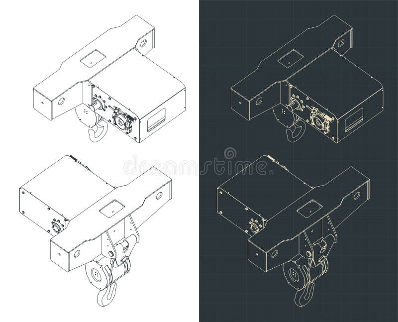Trolley for Bridge Crane Isometric Drawings Stock Vector - Illustration ...