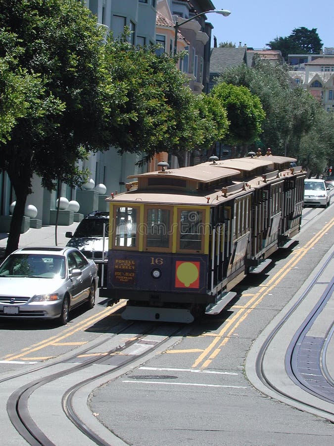 Trolley Car Climbing a San Francisco Hillside Stock Image - Image of ...