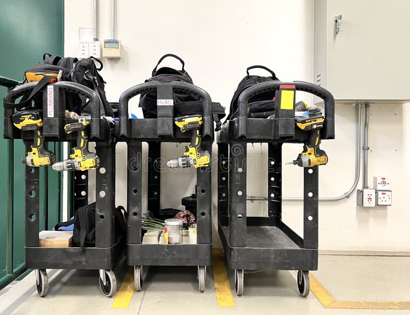 Trolley Cart with Electrical, Plumbing, HVAC Tools Stock Image - Image ...