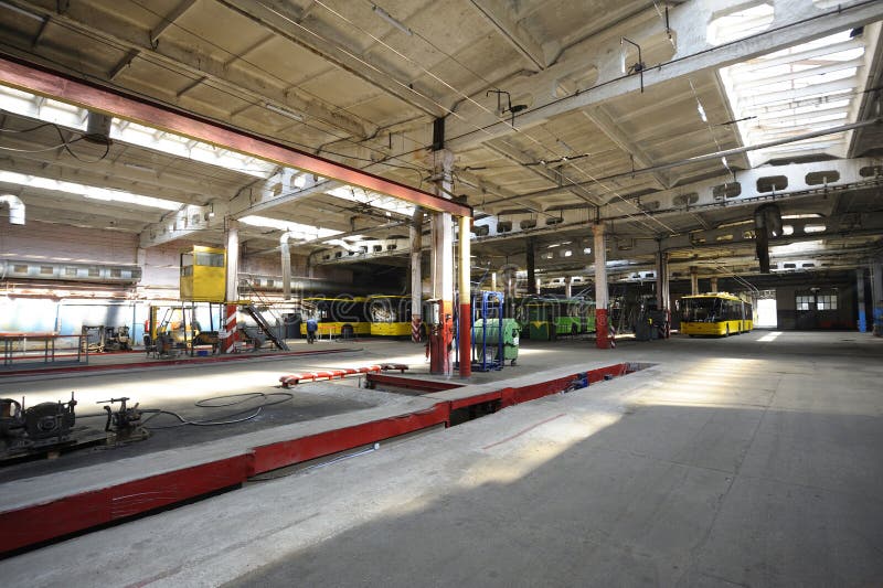 Trolleybuses Parked at the Trolley Depot Hangar for Technical ...