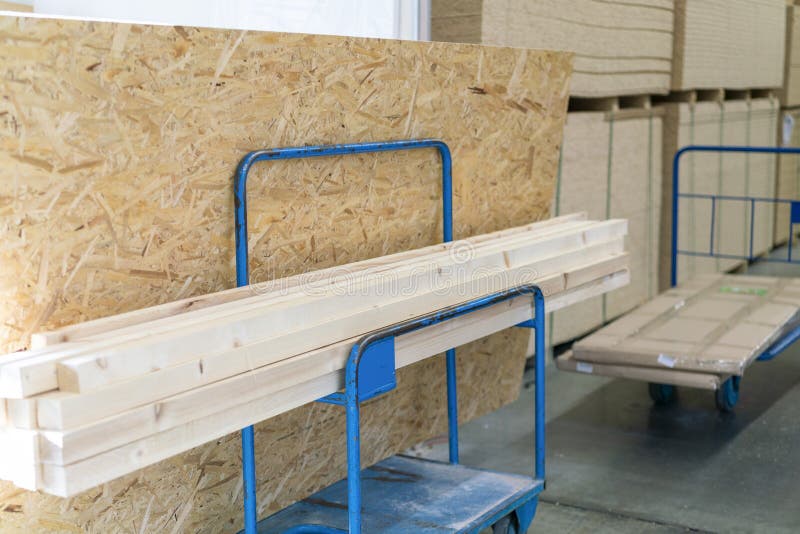 Trolley in a Hardware Store with Building Materials. Warehouse Large ...