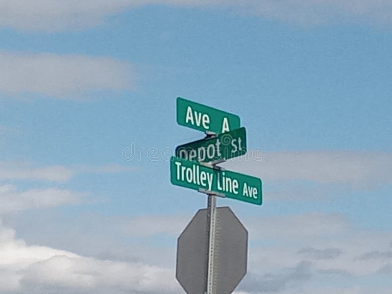 Trolley Line stock image. Image of stops, sign, lane - 260829127