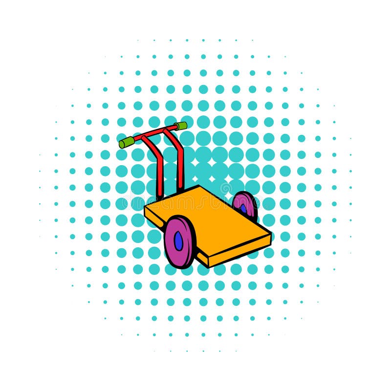 Luggage Trolley Cartoon Icon Stock Illustration - Illustration of bold ...