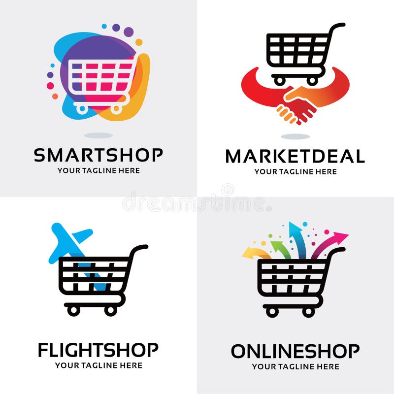 Trolley Market Logo Set Design Template Collection Stock Vector ...