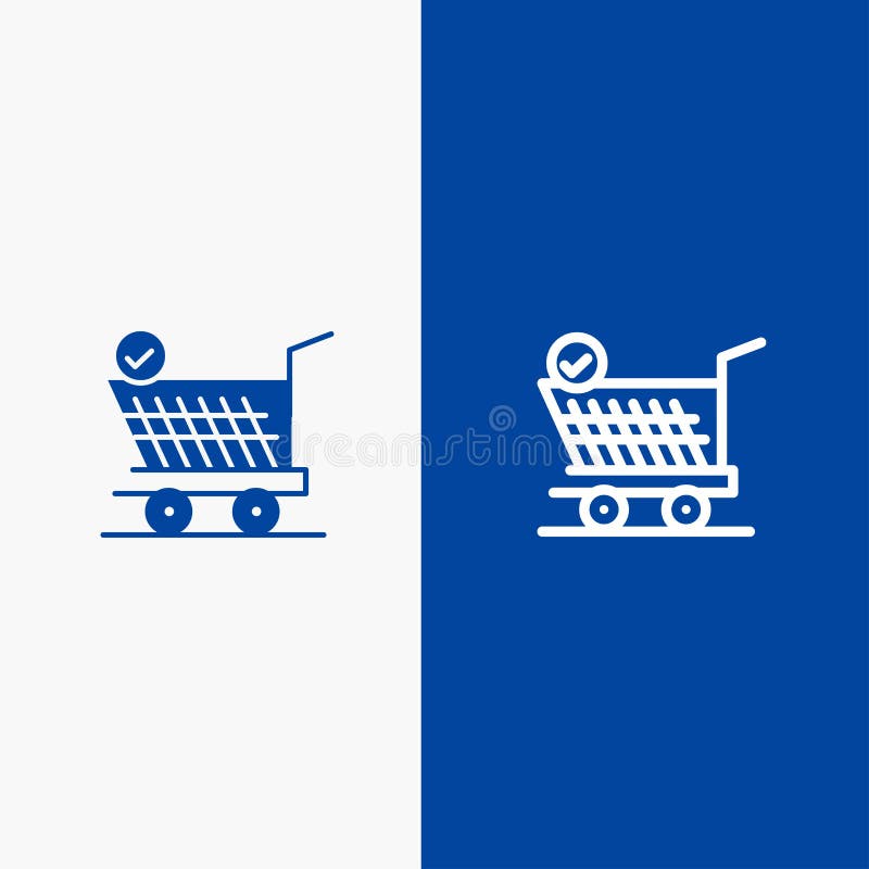 Trolley, Retail, Shopping, Cart Line and Glyph Solid Icon Blue Banner ...