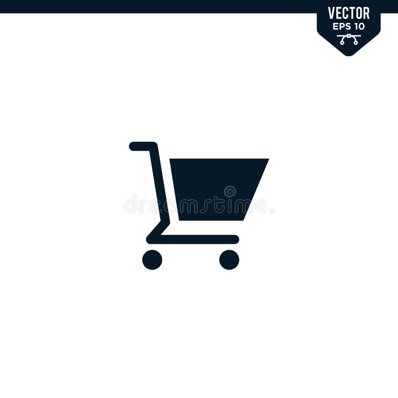 Trolley or Shopping Chart Icon Collection Flat Design, Solid Color ...