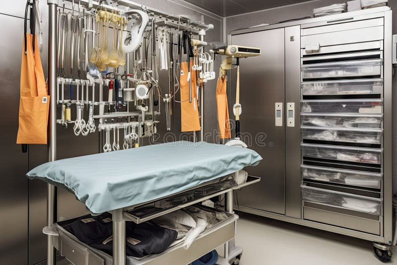 Trolley with Surgical Instruments, Ready for Use in Operating Room ...