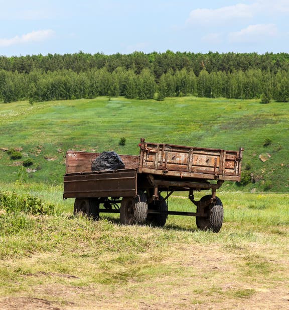 Trolley from a Tractor in Nature Stock Photo - Image of nature, village ...