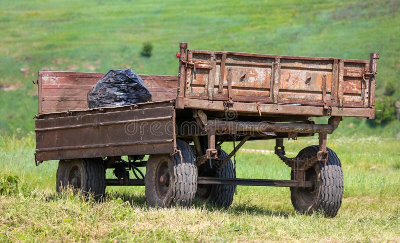 Trolley from a Tractor in Nature Stock Photo - Image of landscape ...