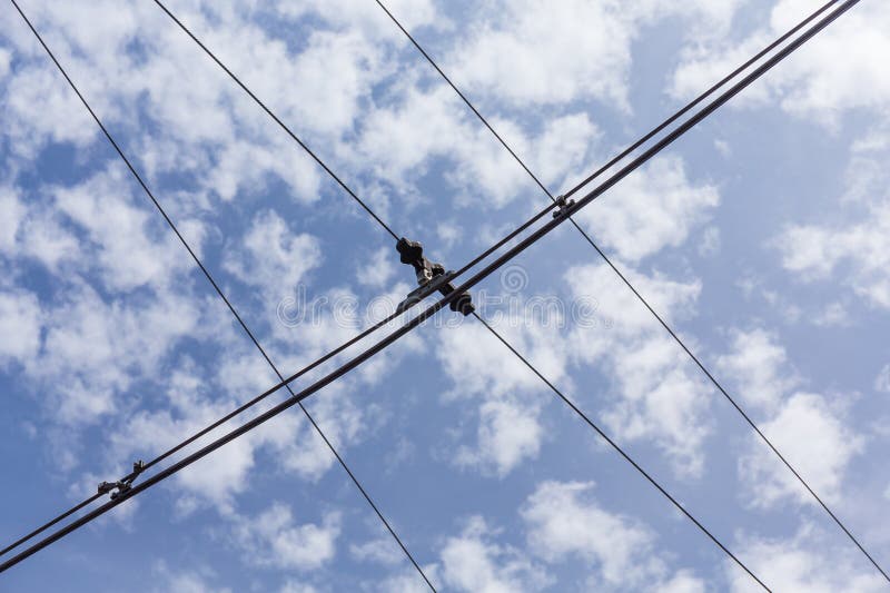 Trolley Trolleybus Electricity Cable Lines Stock Image - Image of ...