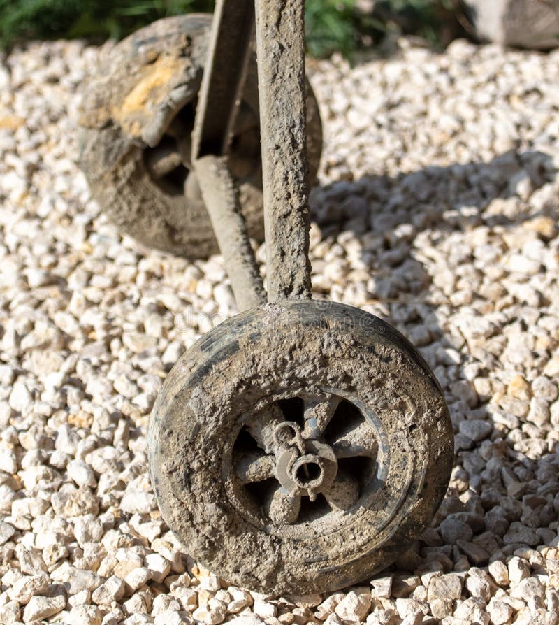 The Trolley Wheel is Stained with Concrete. Stock Image - Image of ...