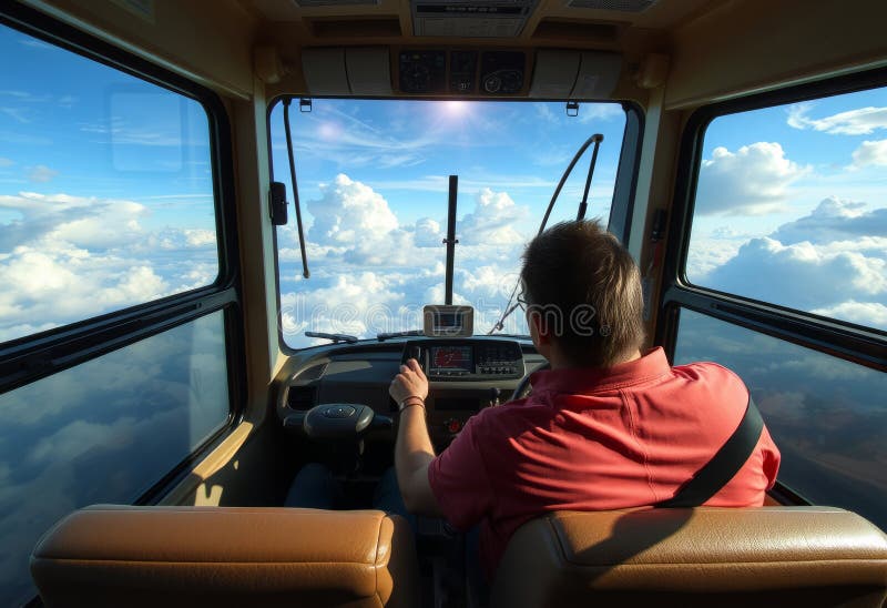 Trolleybus Driver in the Sky a Driver with Holographic Stock Photo ...