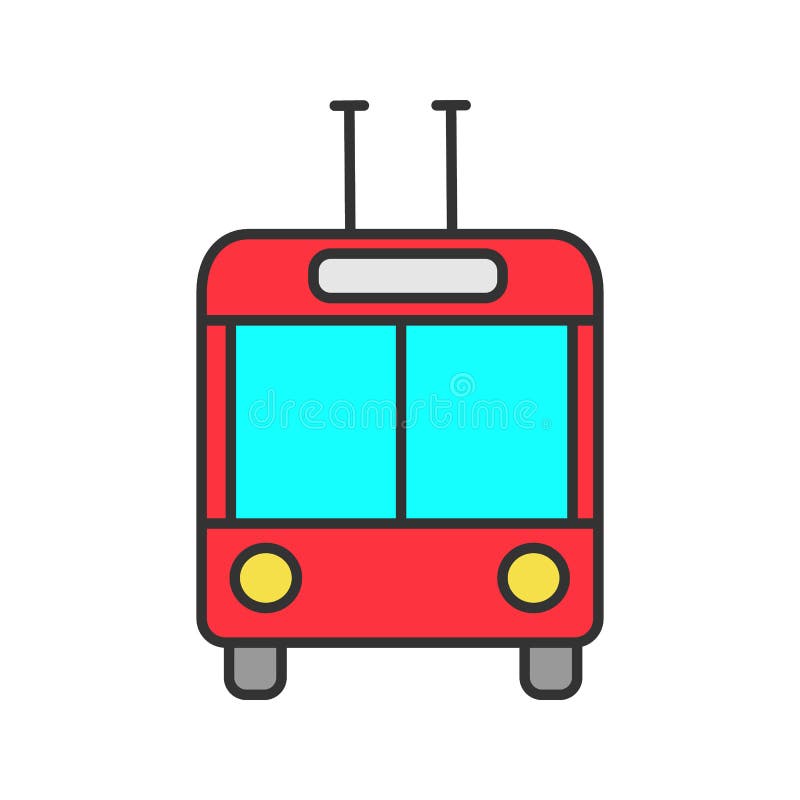 Trolleybus in Front View Color Icon Stock Vector - Illustration of ...