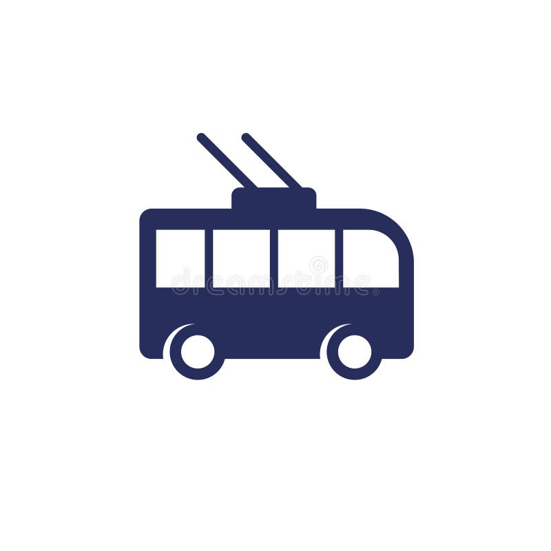 Trolleybus Icon on White, Vector Sign Stock Vector - Illustration of ...